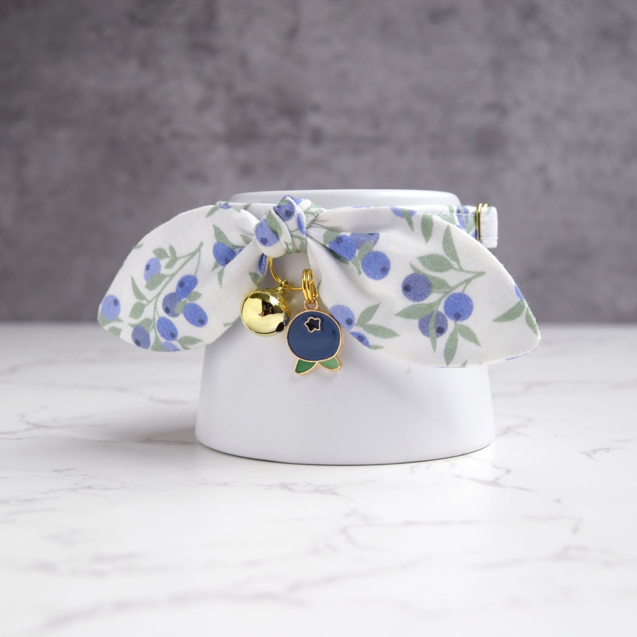 Fancy Blueberry Print Cat Collar with Blueberry Charm and Bell – CRIA & CO.