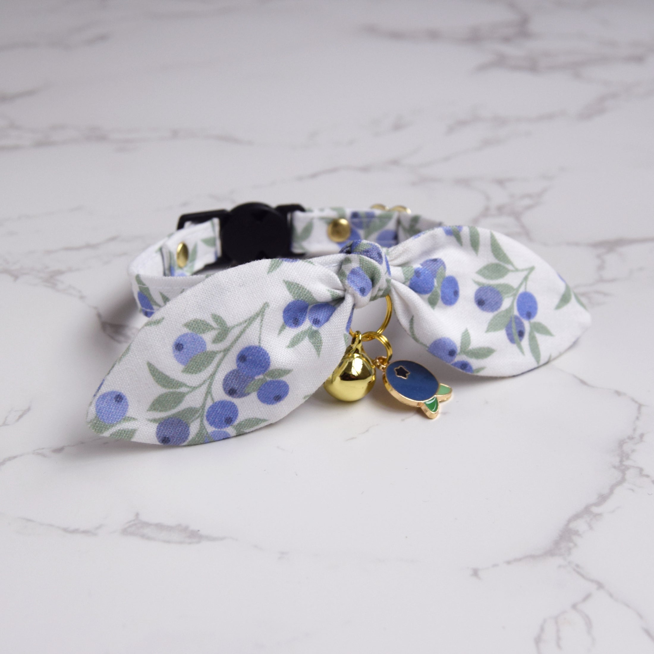 Fancy Blueberry Print Cat Collar with Blueberry Charm and Bell – CRIA & CO.