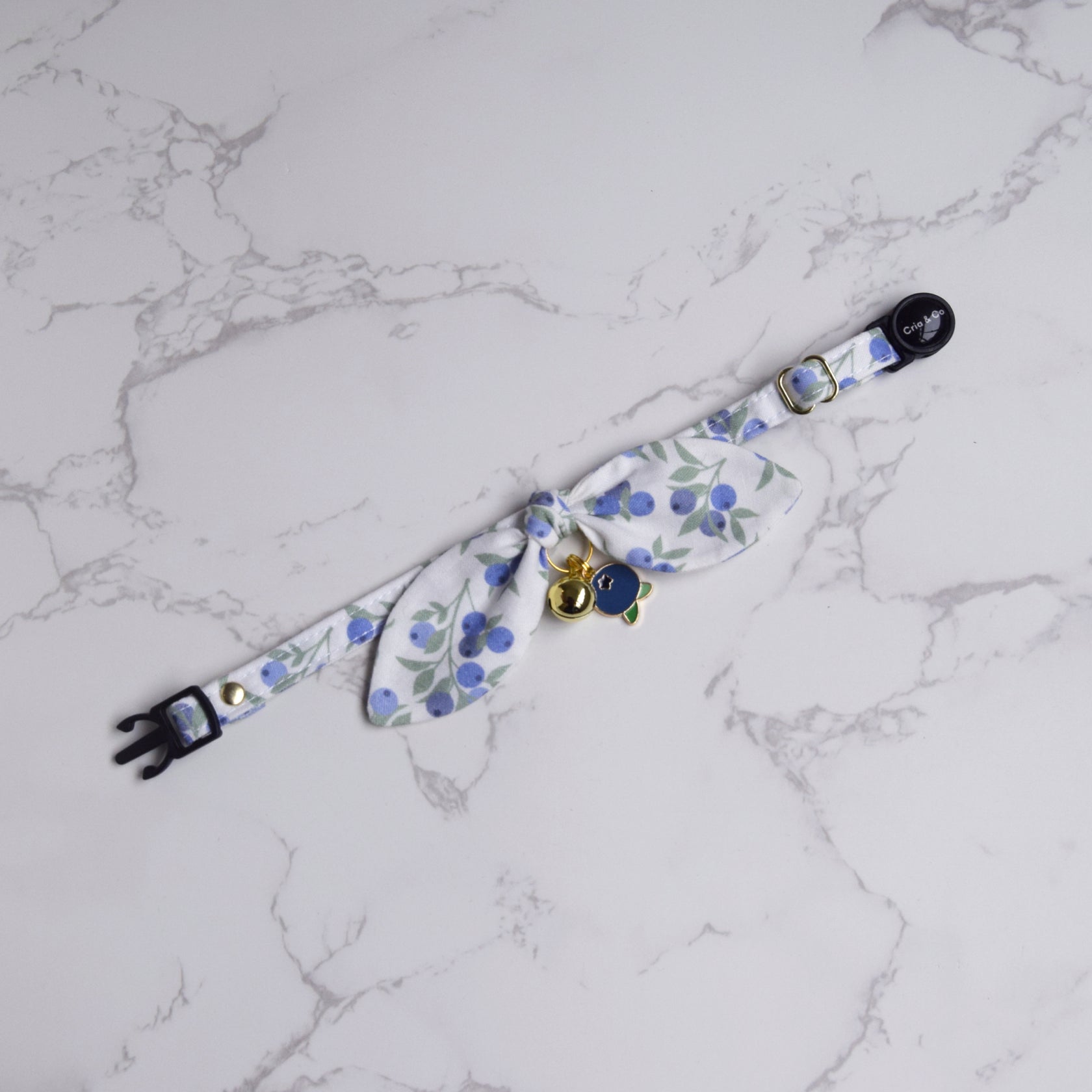 Fancy Blueberry Print Cat Collar with Blueberry Charm and Bell – CRIA & CO.